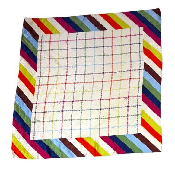 Coach | Accessories | Coach Signature Silk Scarf Multi Color Striped ...